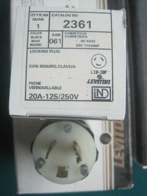 Leviton 2361 Plug Locking Blade L10-20p 20a for sale online | eBay
