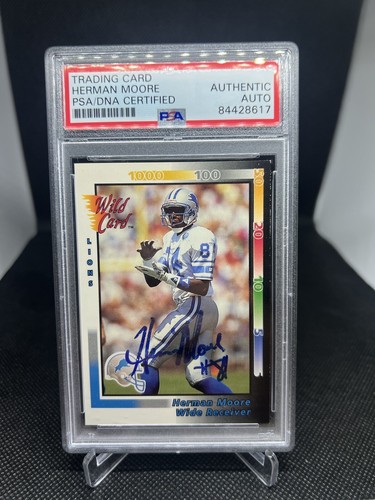 1992 Wild Card - #110 - Herman Moore on card AUTO - Detroit Lions ...