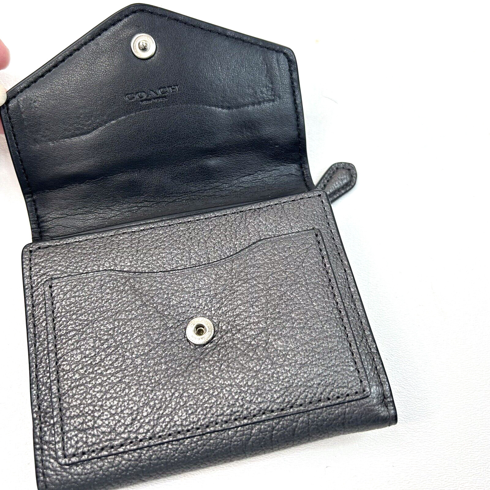 COACH Star Studded Flap Wallet Gray Leather - Gem