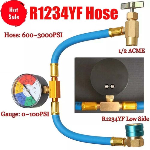 R1234YF Charging Hose with Gauge , R-1234YF Adapter 1/2 LH Can Opener ...
