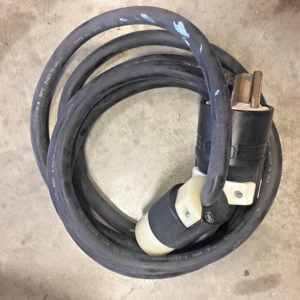 Hubbell HBL231A Female to 8451C Male Extension Cord Wire 12 feet 10/4 ...
