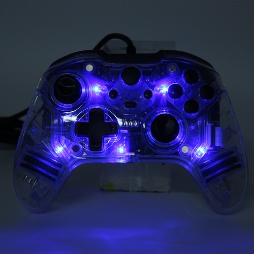 Wired Game Controller Dual Vibration RGB Transparent Shell Gamepad ...
