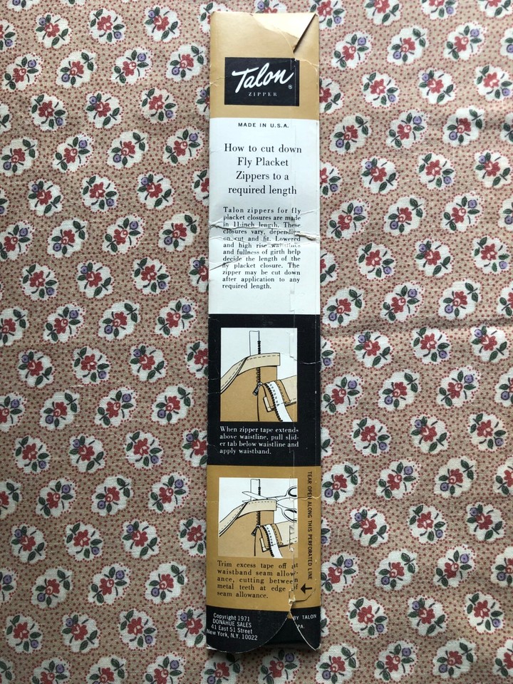 Vintage New Black Zipper 11" Metal Coil by Talon - Fly Placket Zipper ...