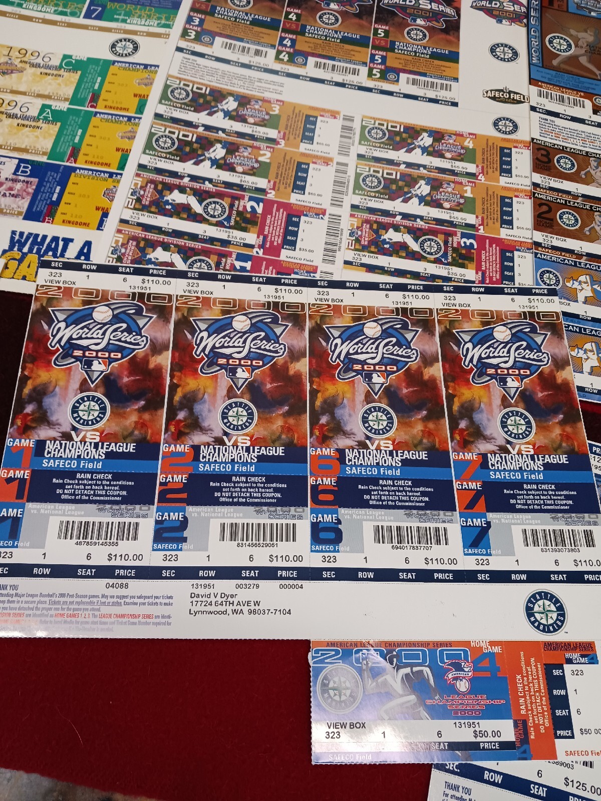 Huge Ticket Stub lot SEATTLE MARINERS National League Championship ...