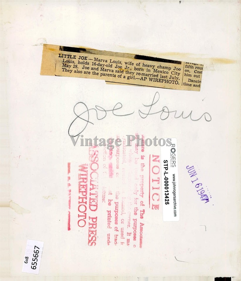 1947 Little Joe Marva Louis Wife Heavy Champion Joe Girl Vintage Photo ...