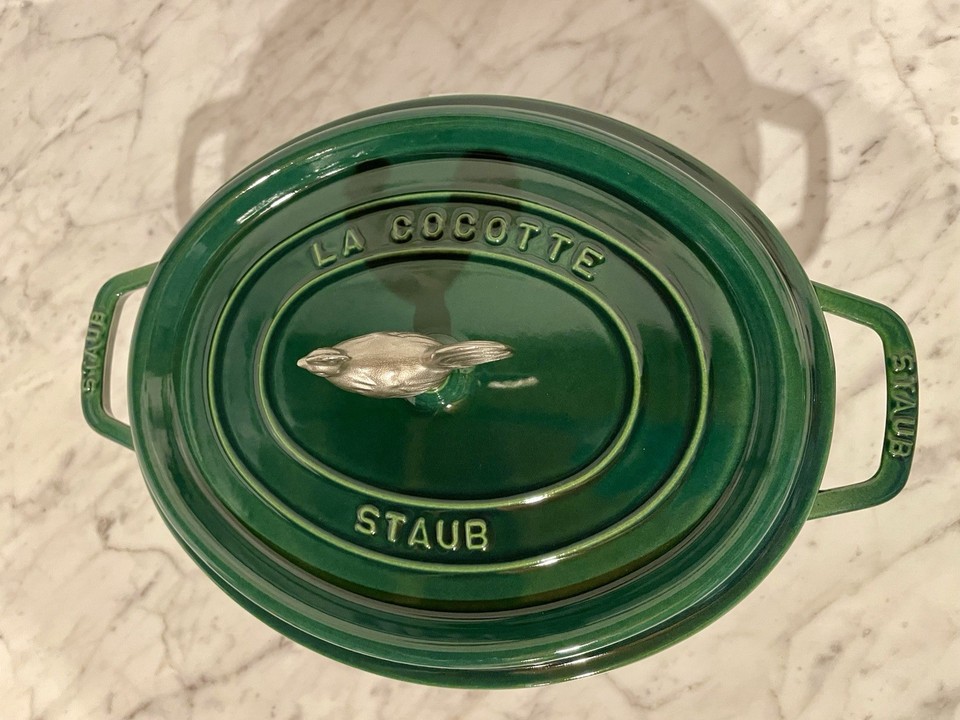 Staub Enamel Cast Iron Oval Dutch Oven 5 3/4 Qt. - Basil Color with ...
