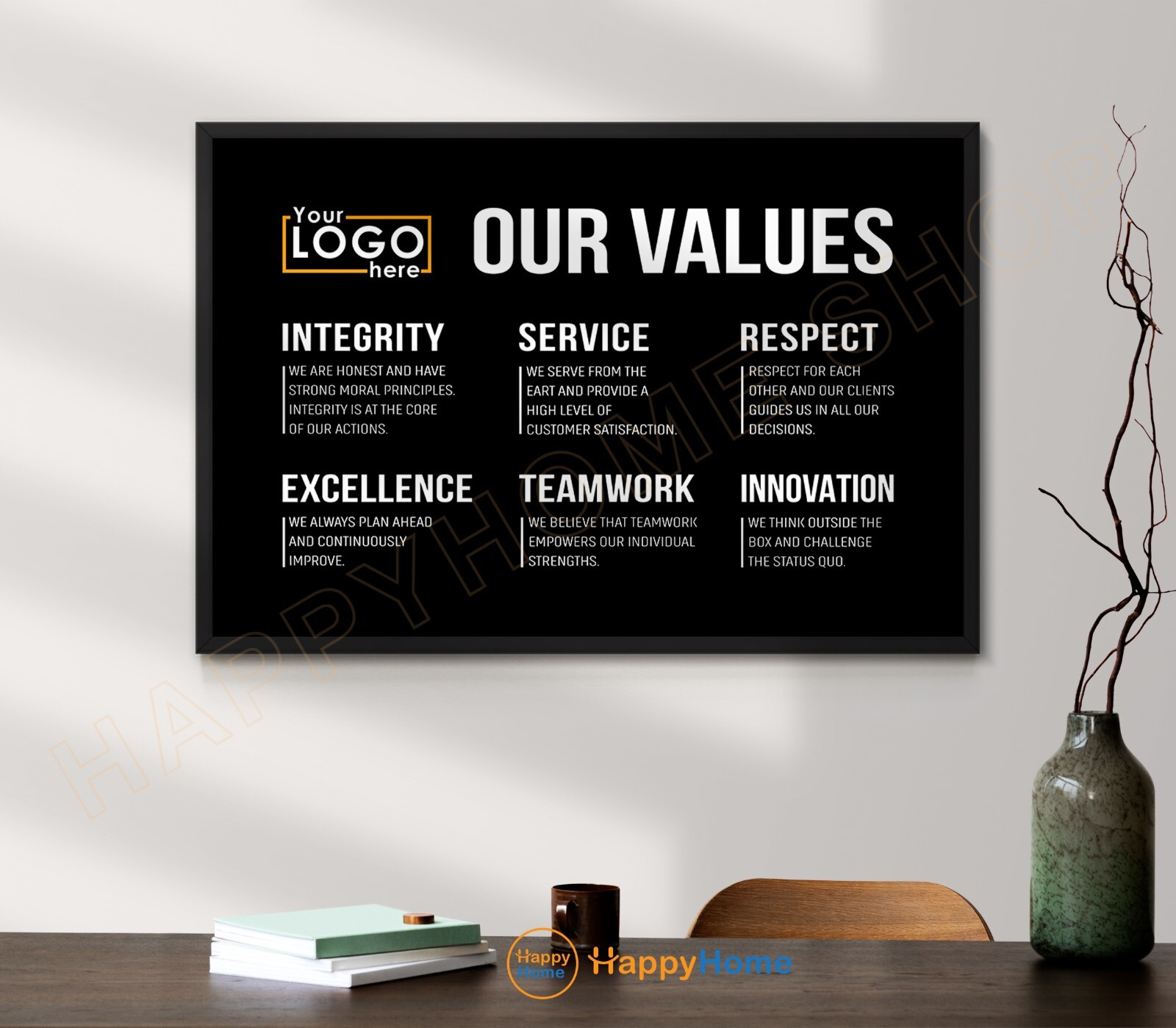 Personalized Company Core Values Wall Art Our Values Business Office ...