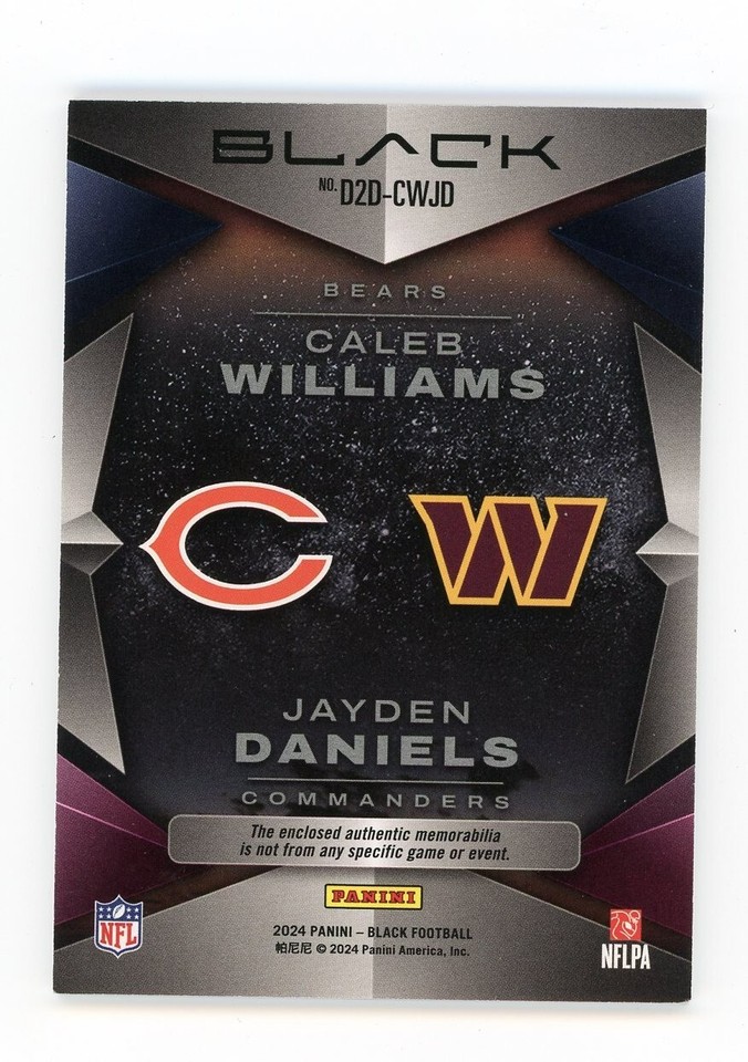 2024 BLACK JAYDEN DANIELS CALEB WILLIAMS DUSK 2 DAWN RC /25 DUAL PATCH ...