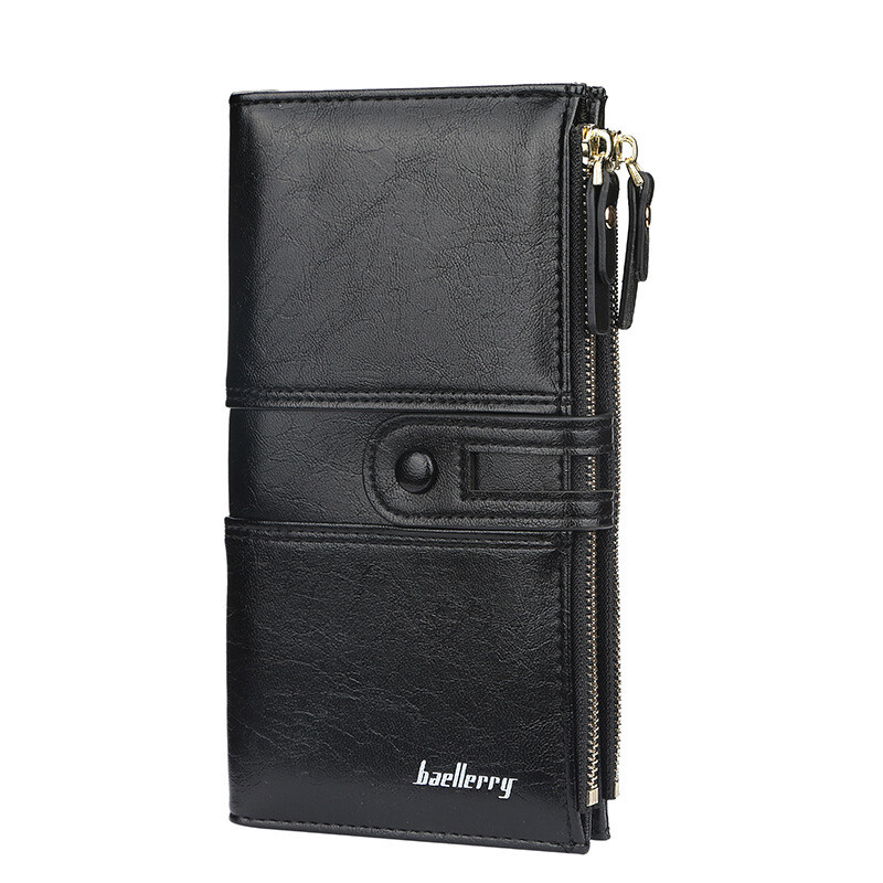 Women's W3 Large Capacity Leather Double Zipper Long Purse Wallet Phone ...