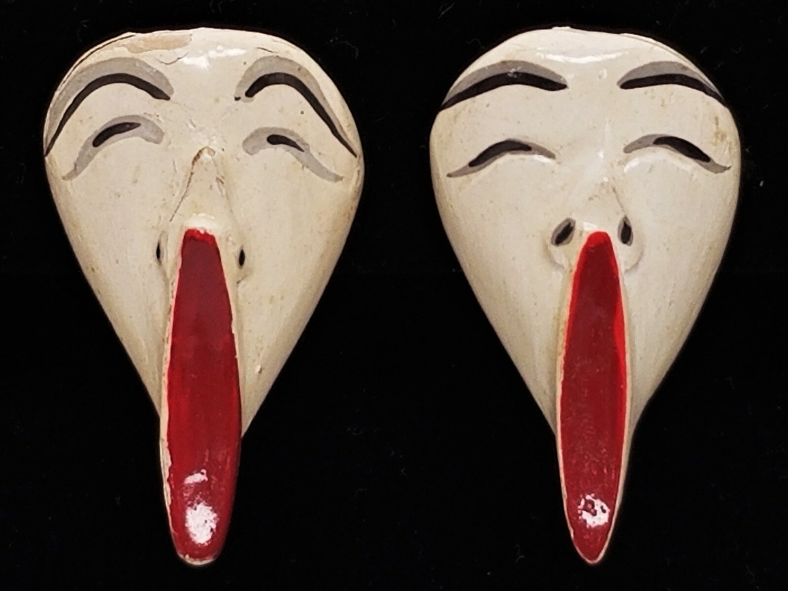 Antique Japanese Mempo, Men-yoroi Noh Theatrical Mask HP Wood Clip ...