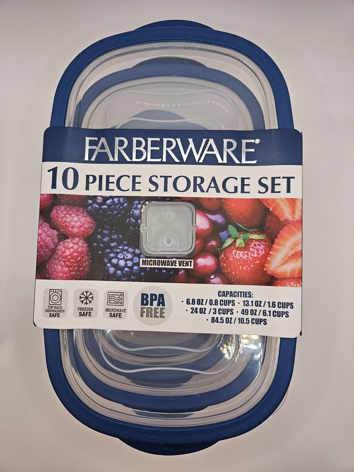 Farberware 10 Piece Food Storage Set 13.5 oz With Micro Vent Lids ...
