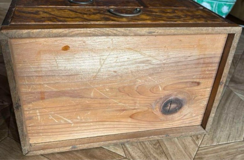 Antique Japanese Sewing Box Tamo Wood Small Drawer Tool Storage Showa ...