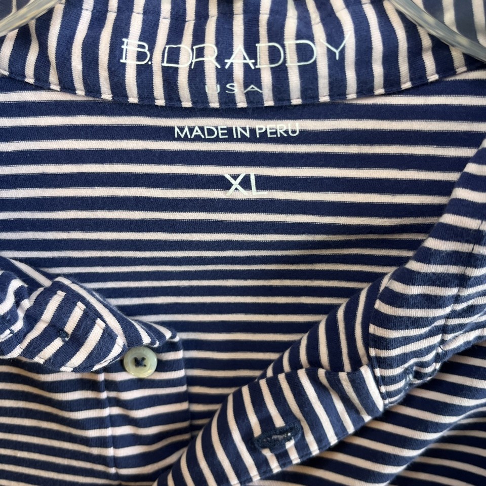 B Draddy Polo Men's Size XL Blue Pink Stripe Golf Club Logo | eBay UK