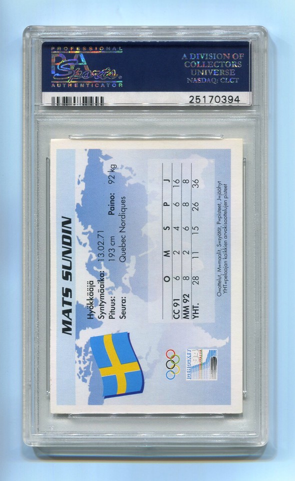 1994 Finnish Semic Jaakiekko 74 Mats Sundin PSA 6 EX-Mint Olympics Pop ...