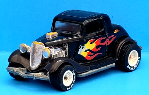 HOT WHEELS - 3 WINDOW 34 - BLACK WITH BROWN FENDERS - WHITE HUBS ...