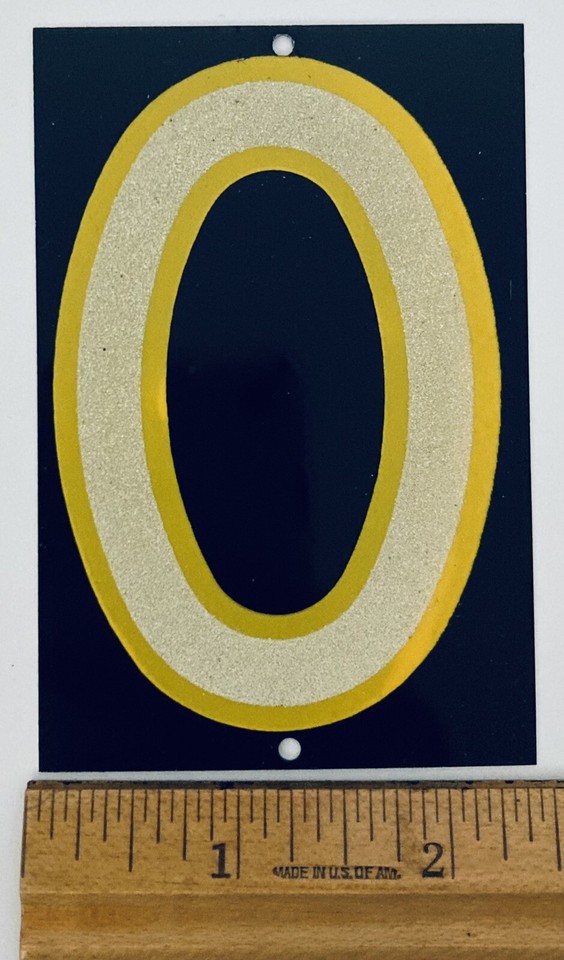 Vintage NOS, New, Reflective Metal Number Zero w/Yellow Outline, House ...