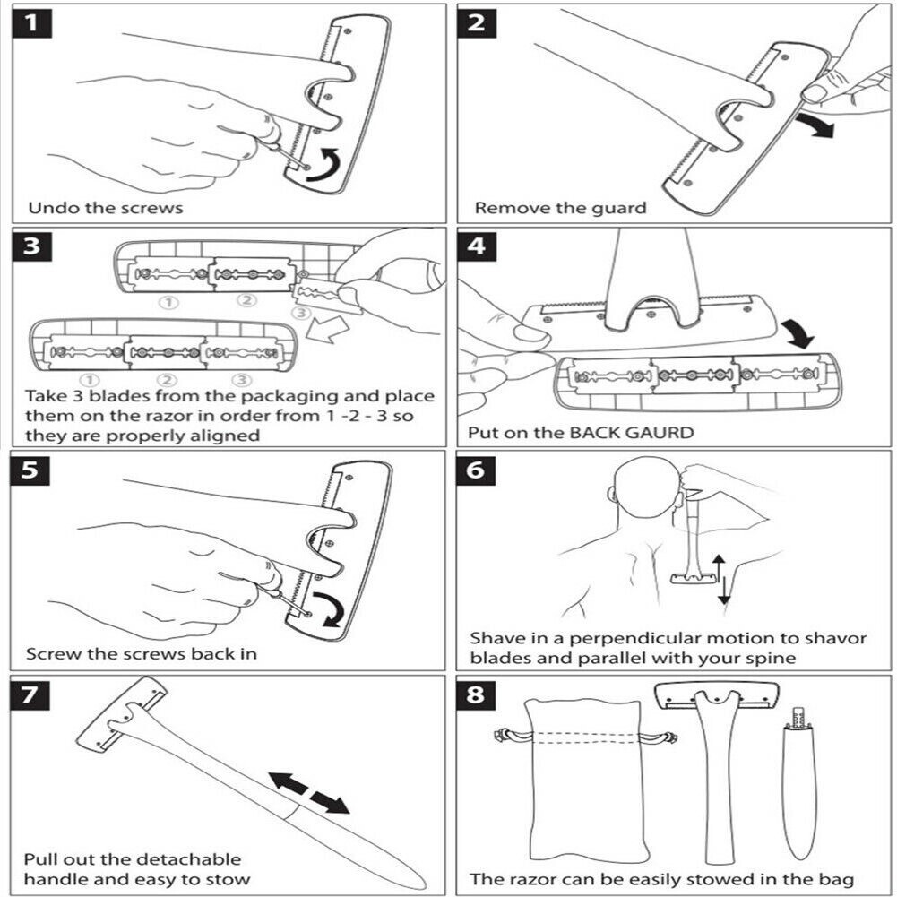 Men Back Razor Shaver Groomer Full Body Leg Hair Removal Trimmer Set ...