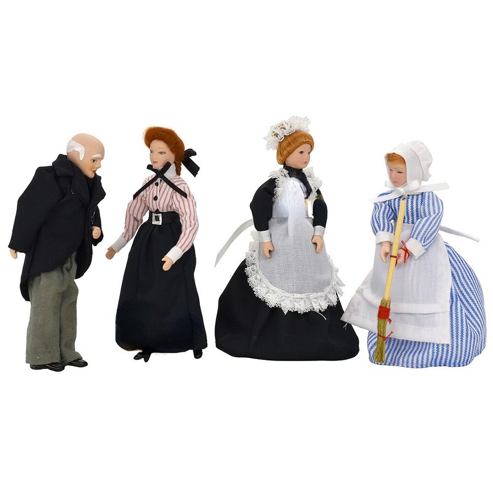 1/12 Scale Dollhouse Miniature Victorian Dolls Vintage Maid Chef ...