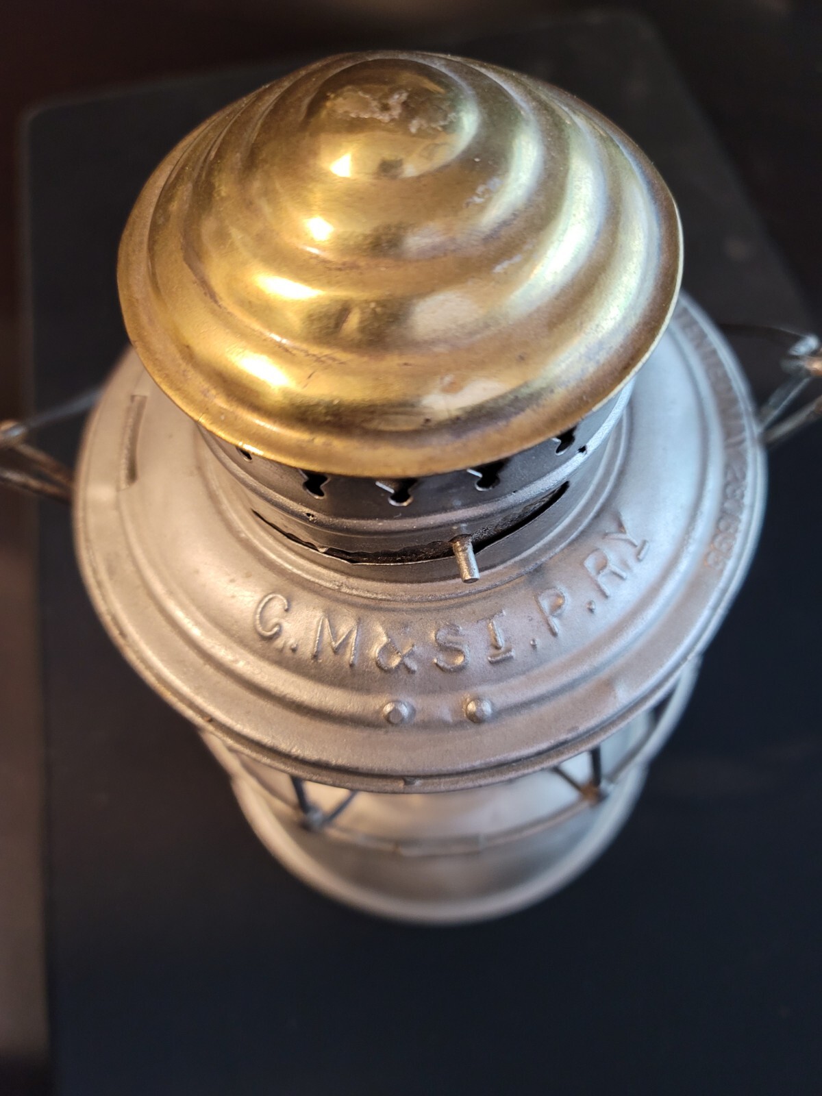 CM&StP RY Cast Glass Globe, Gold Tip & Bell Bottom Lantern. Milwaukee ...