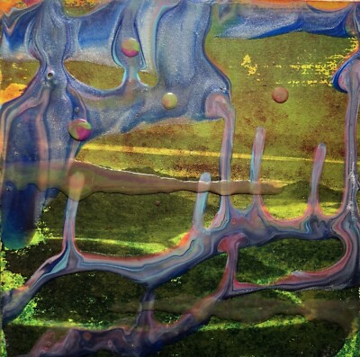 Fluorescent Landscape - Neon Acrylic and Photo Transfer on Wood Panel ...
