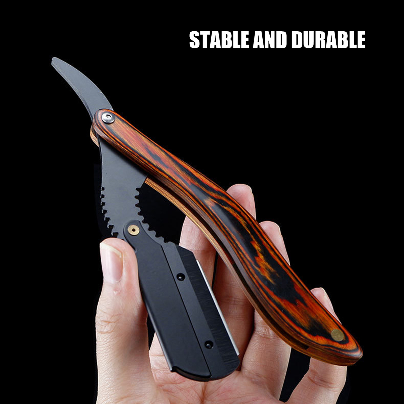 Oldfashioned Straight Edge Men's Foldable Manual Wood Handle VIS | eBay