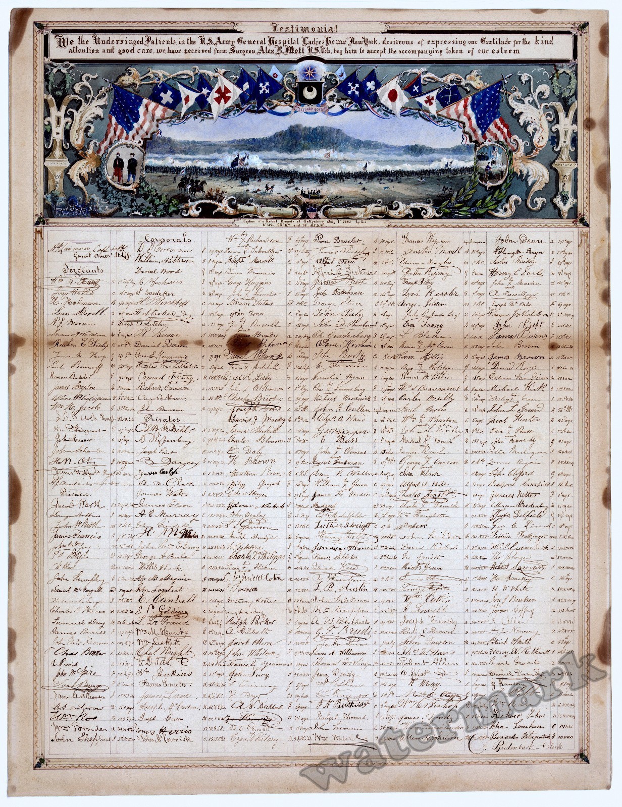 Wall Art - Civil War Patients Testimonial to Surgeon Alex Mott Year ...