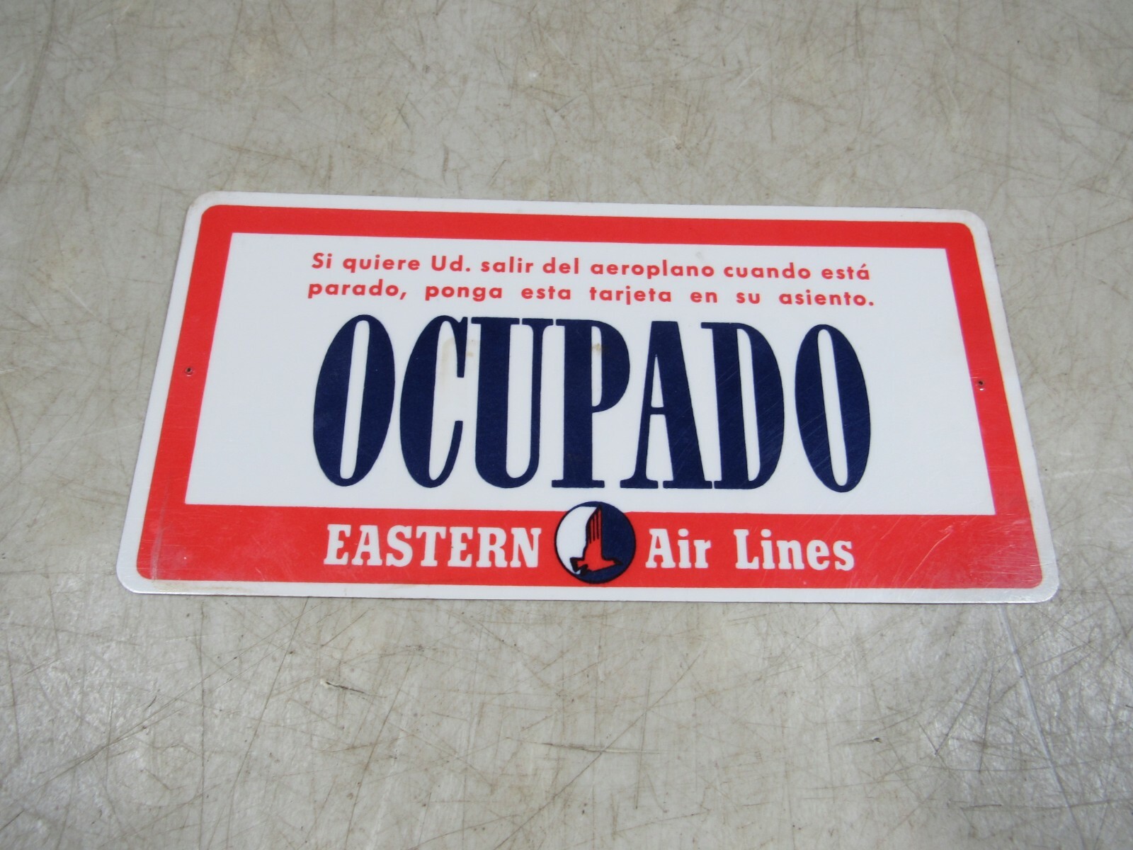 Vintage 1950's Eastern Air Lines Airlines Occupied Ocupado Seat Sign | eBay