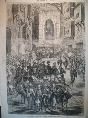 EGYPTE LE CAIRE MUSULMANS PROCESSION PREMIER JOUR DU RAMADAN GRAVURES ...