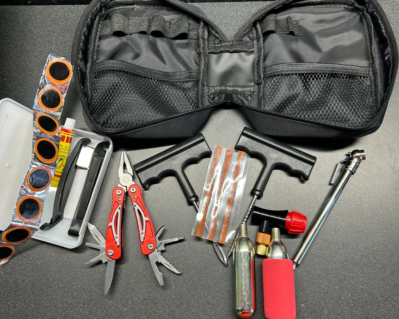 Trail ATV UTV Tire Repair Kit Tube Patch Plug CO2 Cartridge Inflator ...