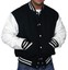 Stewart & Strauss Black Wool & White Leather Varsity Letterman Baseball ...