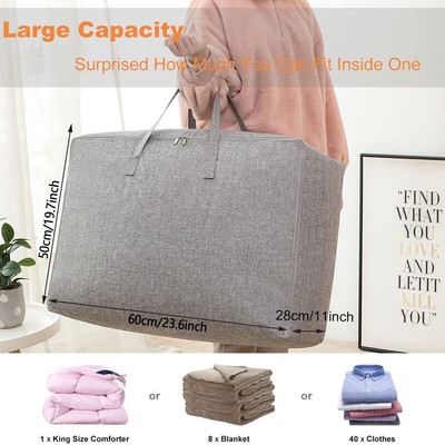 84L Clothes Storage Bag Large Linen Storage Bag Breathable Foldable ...