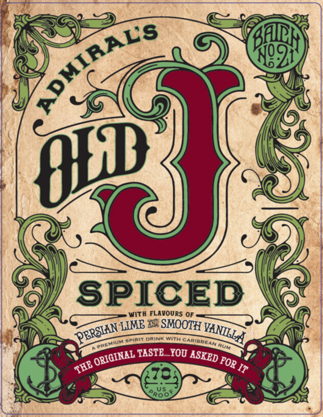 Retro Vintage OLD J RUM ADMIRAL SPICED inspired Metal Bar Pub Shed MAN ...