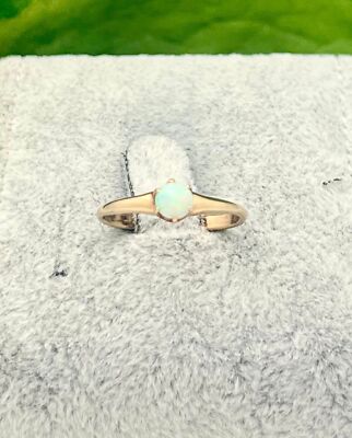 14K Yellow Gold Fire Opal Solitaire Ring- .25ct- Vintage, Estate- Round ...
