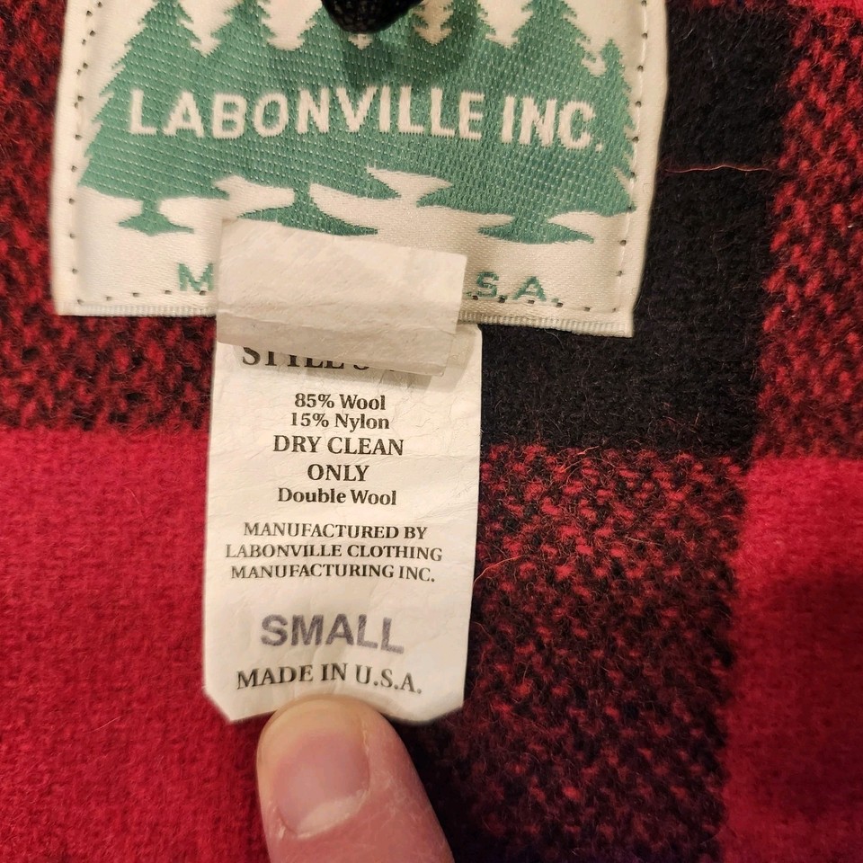 Labonville Red Lumberjack Plaid Made In USA 85 Percent Wool Jacket Zip ...