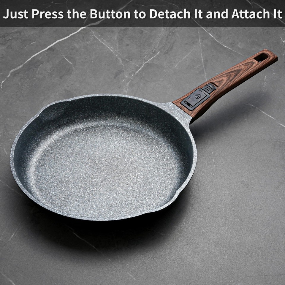12.5 Inch Smart Nonstick Frying Pan with Removable Handle,Cast Aluminum ...