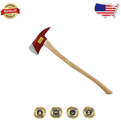 Classic Serrated Pick Head Axe - 36in Curved Hickory Handle, Red Enamel ...