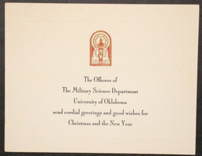 Pre-WWII University of Oklahoma Military Science Dept Greeting Card ...
