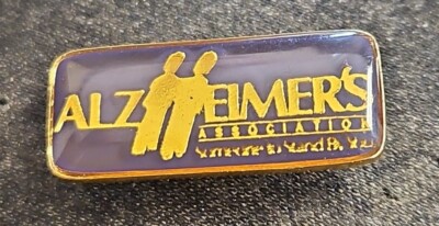 VTG Gold Toned Enameled Lapel Hat Pinback Alzheimer's Association Pin ...