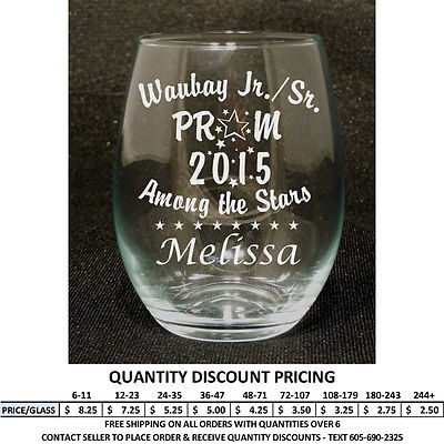 Personalized 5.5oz Stemless Wine Glass Prom Glasses Custom Engraved ...