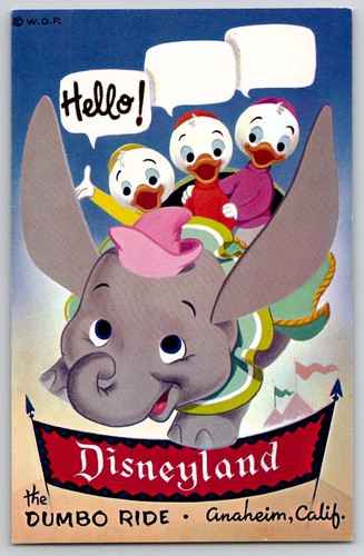 Disneyland Anaheim CA Dumbo Ride ART CORNER Huey Dewey Louis Postcard ...