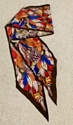 Echo Silk Scarf Autumn Fall Leaves Feathers Long, narrow 6 x 56” | eBay