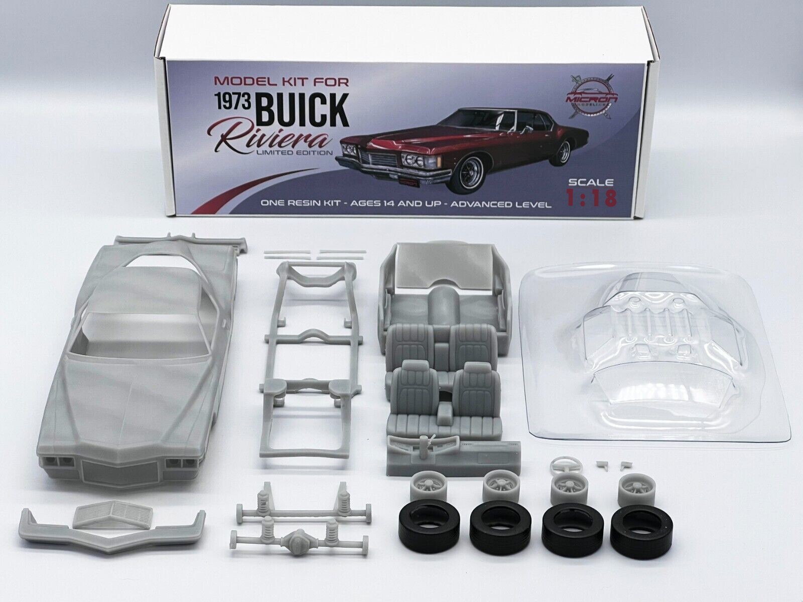 1:18 Model Kit For 1973 Buick Riviera Boattail Resin Kit With Clear ...