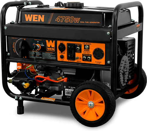 WEN 4,750-Watt 120V/240V Dual Fuel Portable Generator with Wheel Kit ...