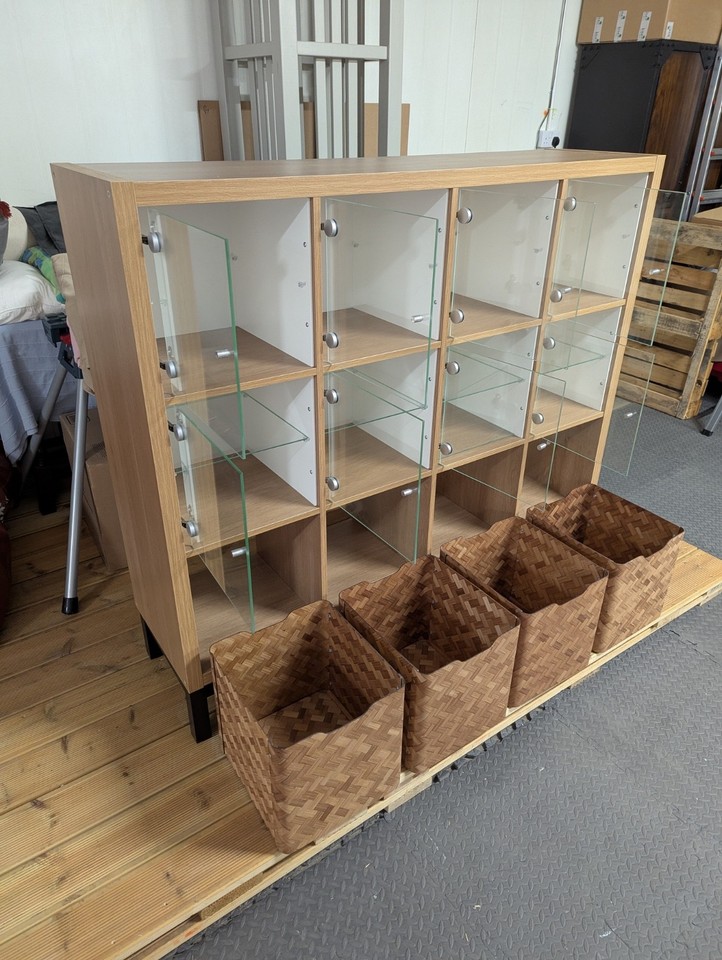 IKEA KALLAX Display Unit, Glass, Storage boxes & LED Lighting - Ready ...