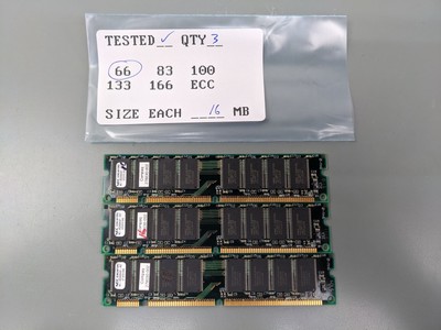 (3) Compaq 16MB PC66 SDRAM DIMMs, 168-pin RAM Memory Sticks (48MB Total ...