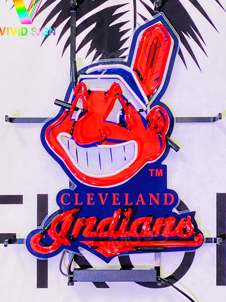 Cleveland Indians 20"x15" Neon Light Sign Lamp HD Vivid With Dimmer VSY ...