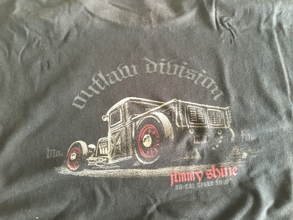 Jimmy Shine "Outlaw Division". 100% Cotton Black T-shirt. Mopar Chev ...