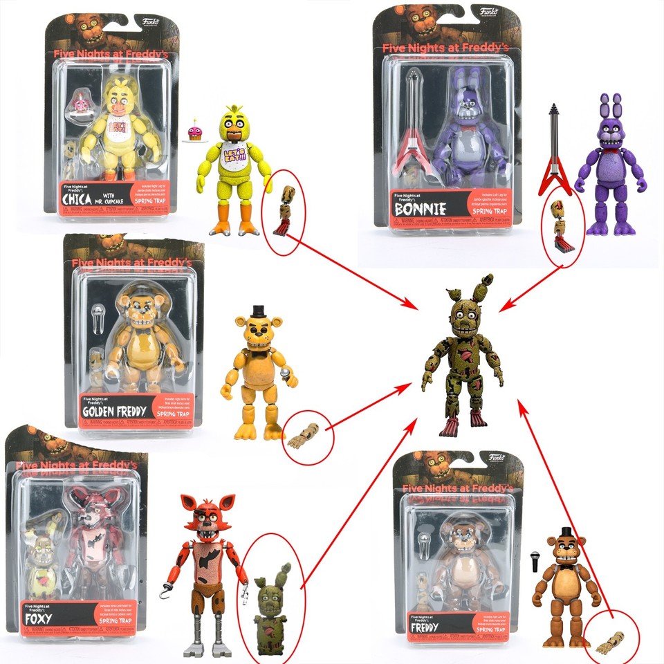 Spring Trap Five Nights At Freddy Bonnie Chica Golden Foxy 5"Action ...