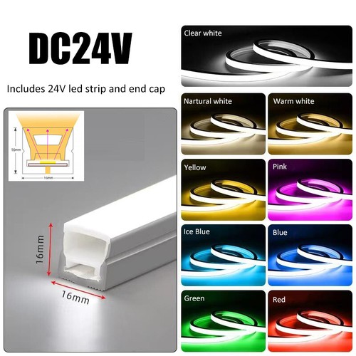 24V Silicone LED Strip Lights Waterproof Tube Flexible LED Diffuser ...