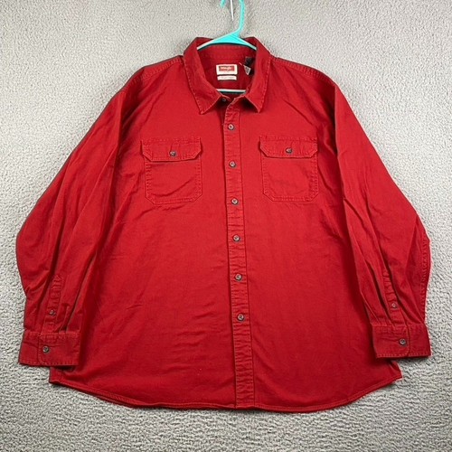 Wrangler Button Up Flex For Comfort Shirt Men's 3XL Red Causal Workwear ...